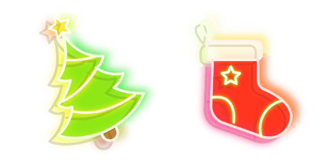 Green Christmas Tree and Red Stocking Neon cursor – Custom Cursor browser extension