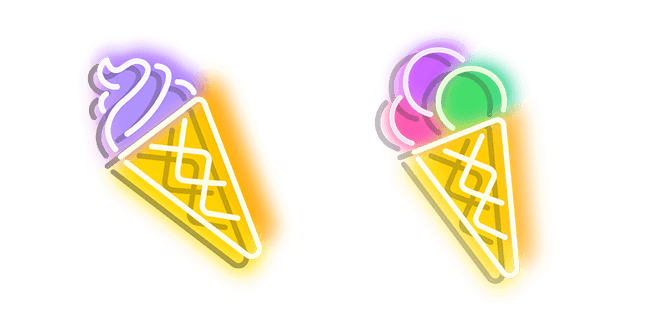 Purplish Yellow and Colourful Ice Cream Neon cursor – Custom Cursor browser extension