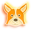 Orange Corgi Dog and Paw Neon cursor – Custom Cursor browser extension