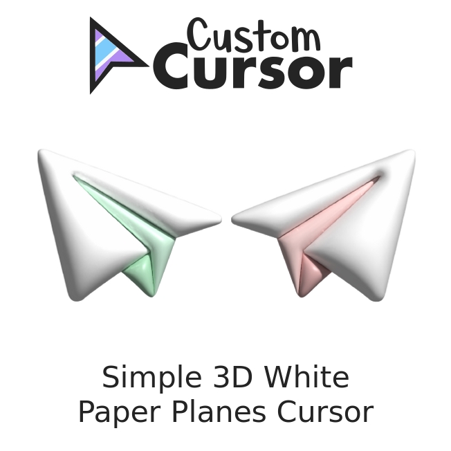 Simple 3D White Paper Planes cursor – Custom Cursor