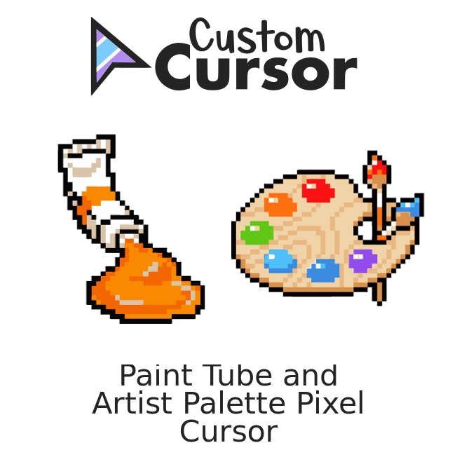 Paint Tube and Artist Palette Pixel cursor – Custom Cursor