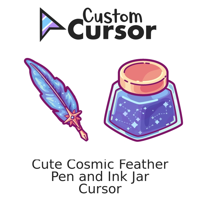 Cute Cosmic Feather Pen and Ink Jar cursor – Custom Cursor