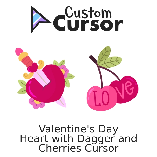 Valentine's Day Heart with Dagger and Cherries cursor – Custom Cursor