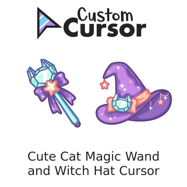 Cute Cat Magic Wand and Witch Hat курсор пак – Custom Cursor