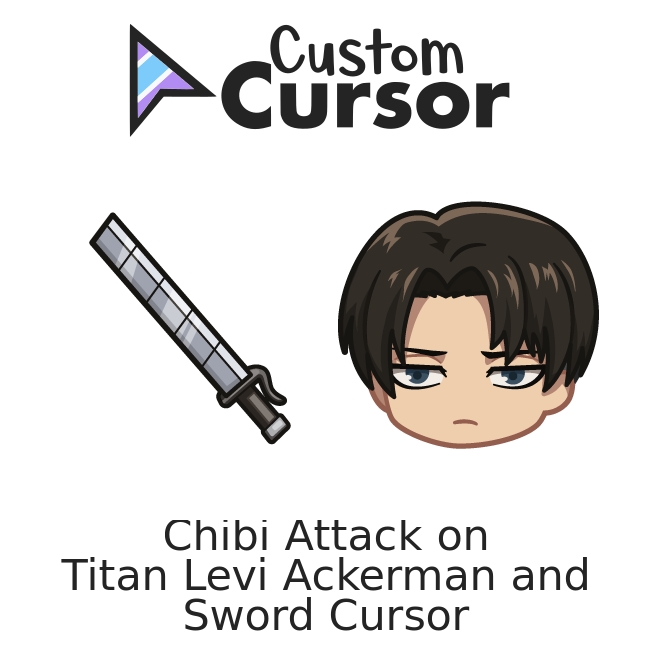 Chibi Attack on Titan Levi Ackerman and Sword cursor – Custom Cursor