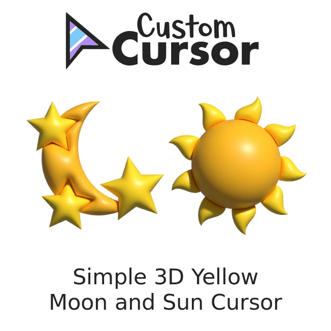 Simple 3D Yellow Moon and Sun cursor – Custom Cursor