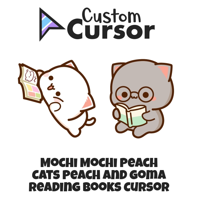 Mochi Mochi Peach Cats Peach and Goma Reading Books cursor – Custom Cursor