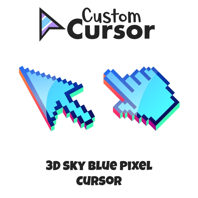 3D Sky Blue Pixel cursor – Custom Cursor