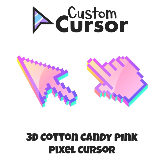3D Cotton Candy Pink Pixel cursor – Custom Cursor