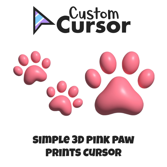 Simple 3D Pink Paw Prints cursor – Custom Cursor