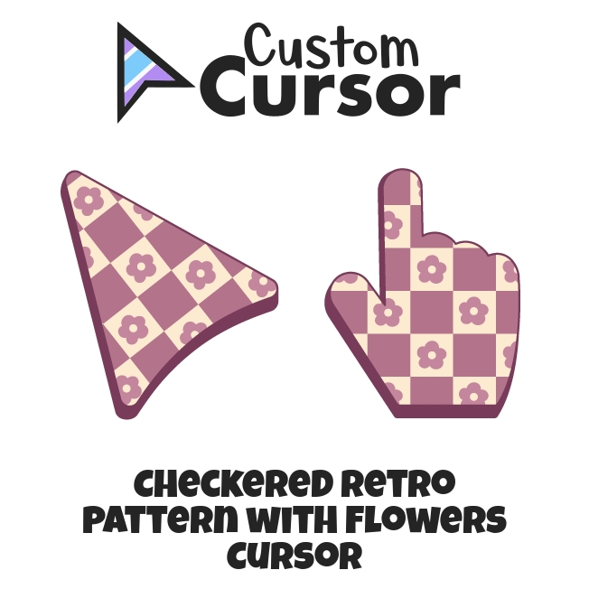 Checkered Retro Pattern with Flowers cursor – Custom Cursor