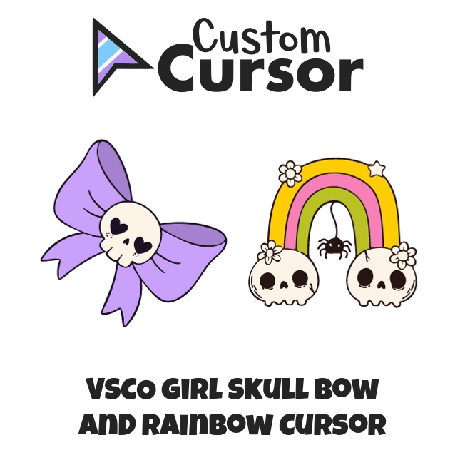 VSCO Girl Skull Bow and Rainbow cursor – Custom Cursor