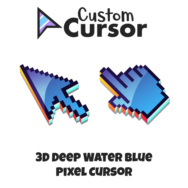 3D Deep Water Blue Pixel cursor – Custom Cursor