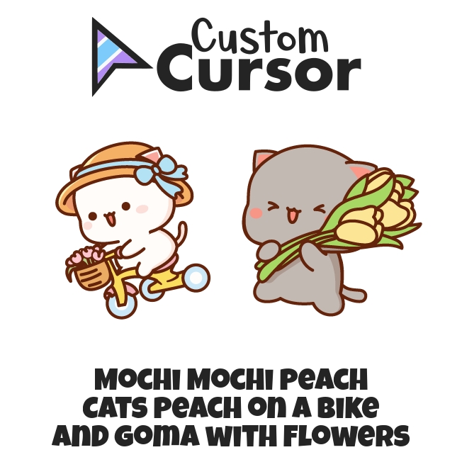 Mochi Mochi Peach Cats Peach on a Bike and Goma with Flowers cursor ...