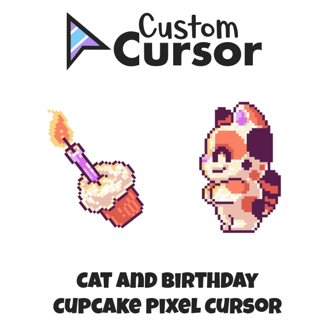 Cat and Birthday Cupcake Pixel cursor – Custom Cursor