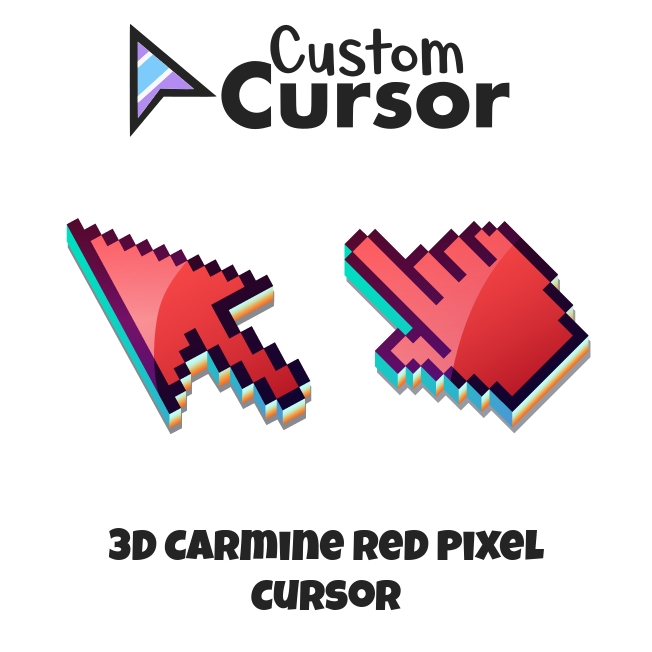 3D Carmine Red Pixel cursor – Custom Cursor