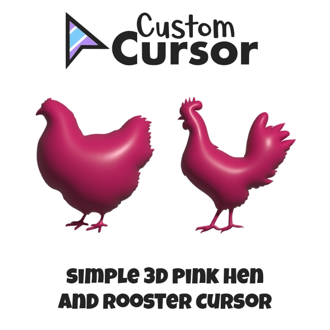 Simple 3D Pink Hen and Rooster cursor – Custom Cursor