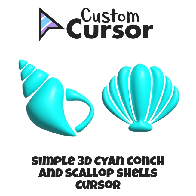 Simple 3D Conque et Coquille Saint-Jacques Cyan Curseur – Custom Cursor