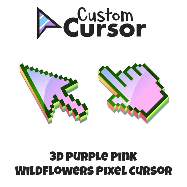 3D Purple Pink Wildflowers Pixel cursor – Custom Cursor