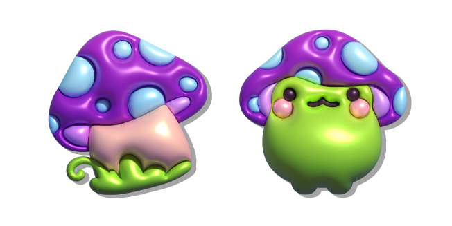 Simple 3D Magical Frog and Mushroom cursor – Custom Cursor