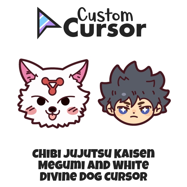 Chibi Jujutsu Kaisen Megumi and White Divine Dog cursor – Custom Cursor
