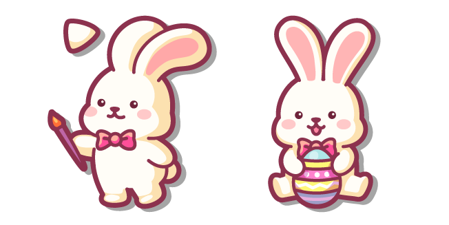 Kawaii Easter Bunny Painting an Egg cursor – Custom Cursor
