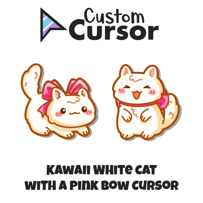 Kawaii White Cat with a Pink Bow cursor – Custom Cursor