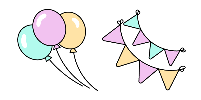 VSCO Girl Balloons and Party Garlands cursor – Custom Cursor