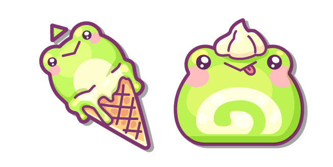 Cute Frog Ice Cream and Frog Roll Cake cursor – Custom Cursor