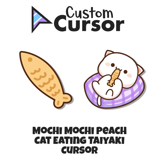 Mochi Mochi Peach Cat Eating Taiyaki cursor – Custom Cursor