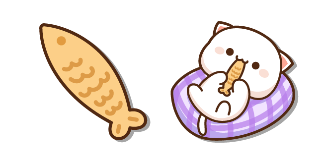 Mochi Mochi Peach Cat Eating Taiyaki cursor – Custom Cursor