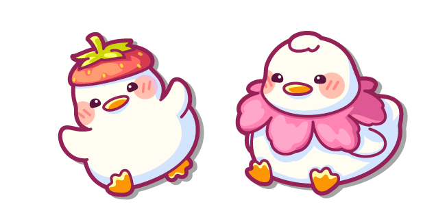 Kawaii Duck with Strawberry Hat and Flower Collar cursor – Custom Cursor