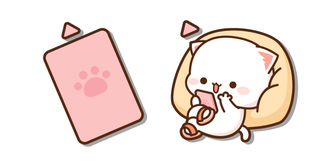 Mochi Mochi Peach Cat Scrolling on the Phone cursor – Custom Cursor