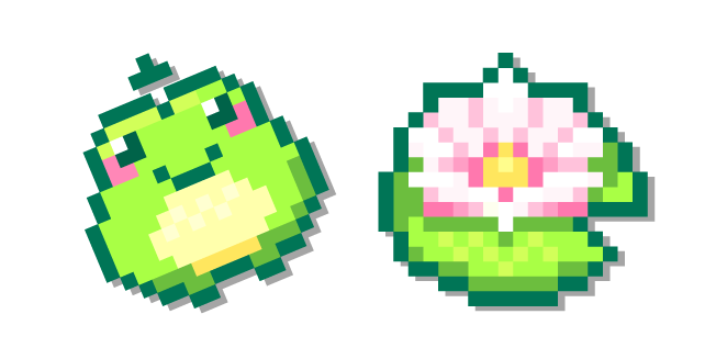Little Frog and Water Lily Pixel cursor – Custom Cursor