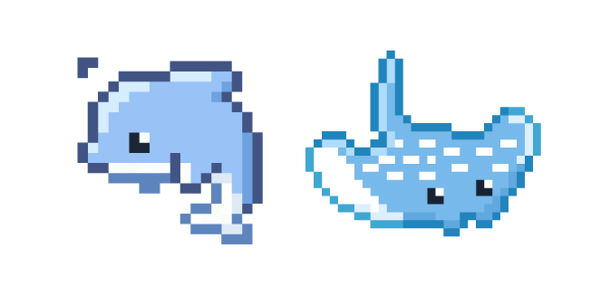 Stingray and Dolphin Pixel cursor – Custom Cursor