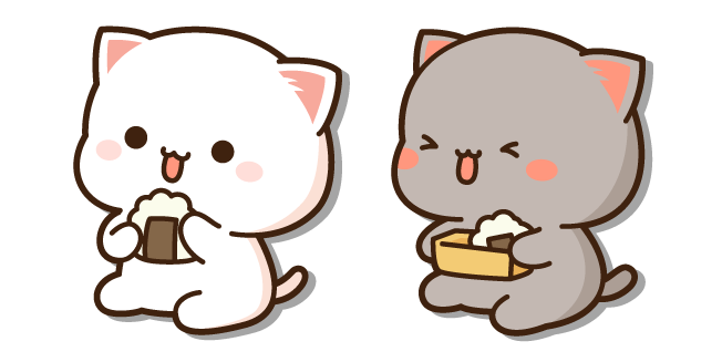 Mochi Mochi Peach Cats Peach and Goma Eating Onigiri cursor – Custom Cursor