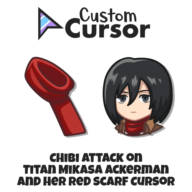 Chibi Attack on Titan Mikasa Ackerman and her Red Scarf cursor – Custom ...