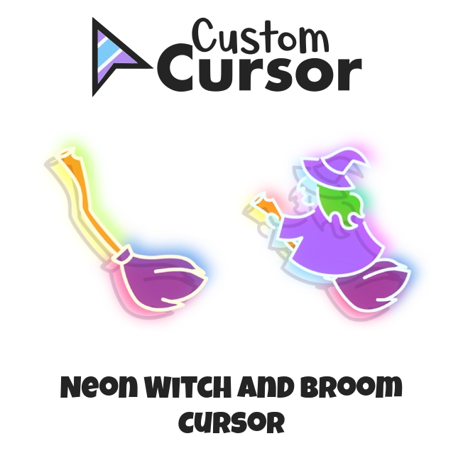 Neon Witch and Broom cursor – Custom Cursor