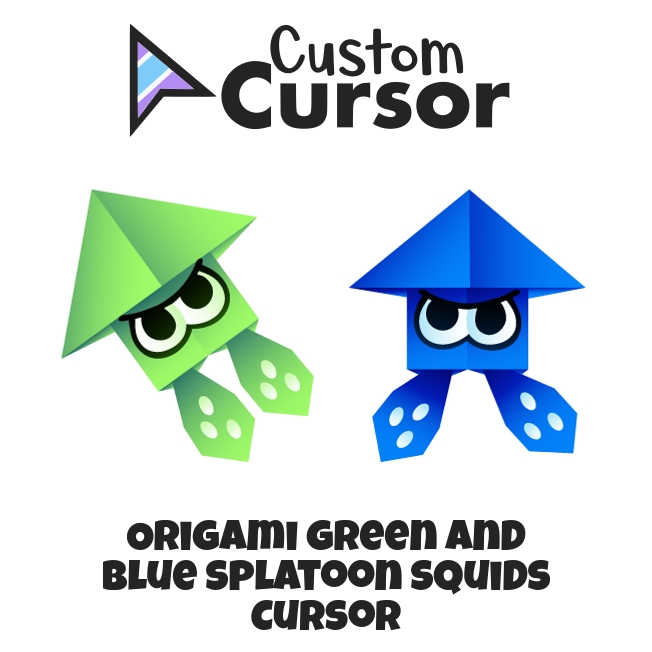 Origami Green and Blue Splatoon Squids cursor – Custom Cursor