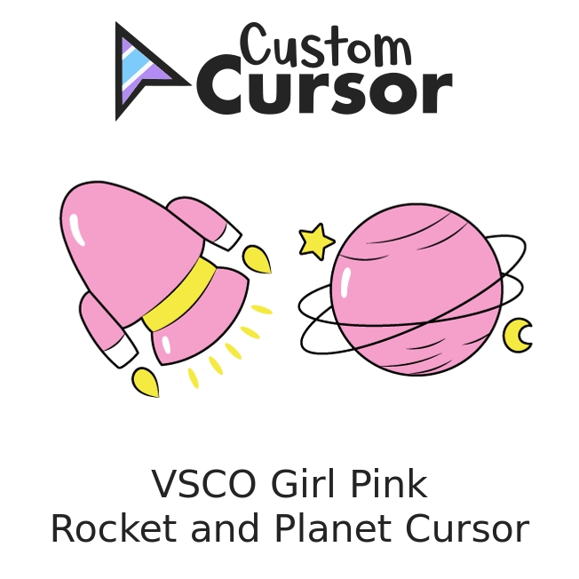 VSCO Girl Pink Rocket and Planet cursor – Custom Cursor