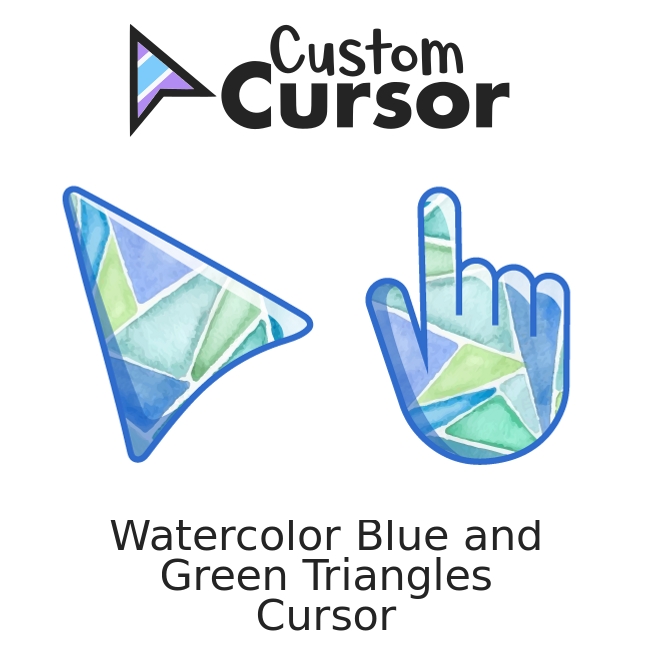 Watercolor Blue and Green Triangles cursor – Custom Cursor
