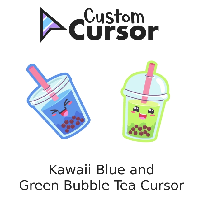 Kawaii Blue and Green Bubble Tea cursor – Custom Cursor