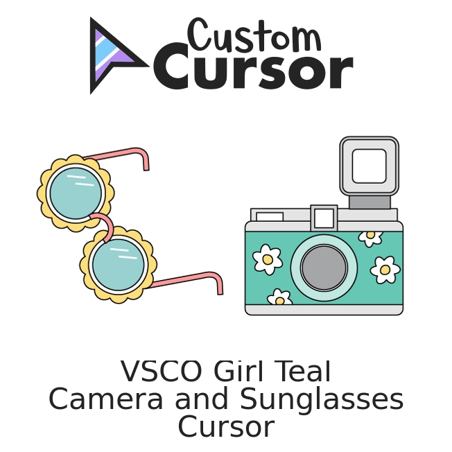 VSCO Girl Teal Camera and Sunglasses cursor – Custom Cursor