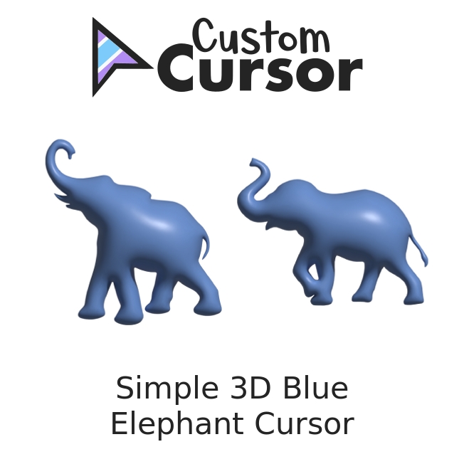 Simple 3D Blue Elephant cursor – Custom Cursor