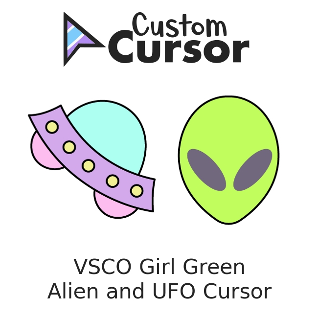 VSCO Girl Green Alien and UFO cursor – Custom Cursor