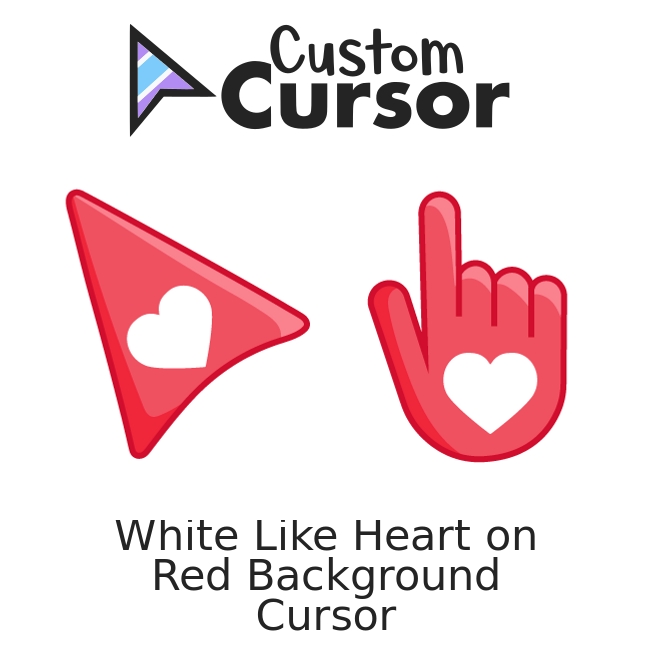 White Like Heart on Red Background cursor – Custom Cursor